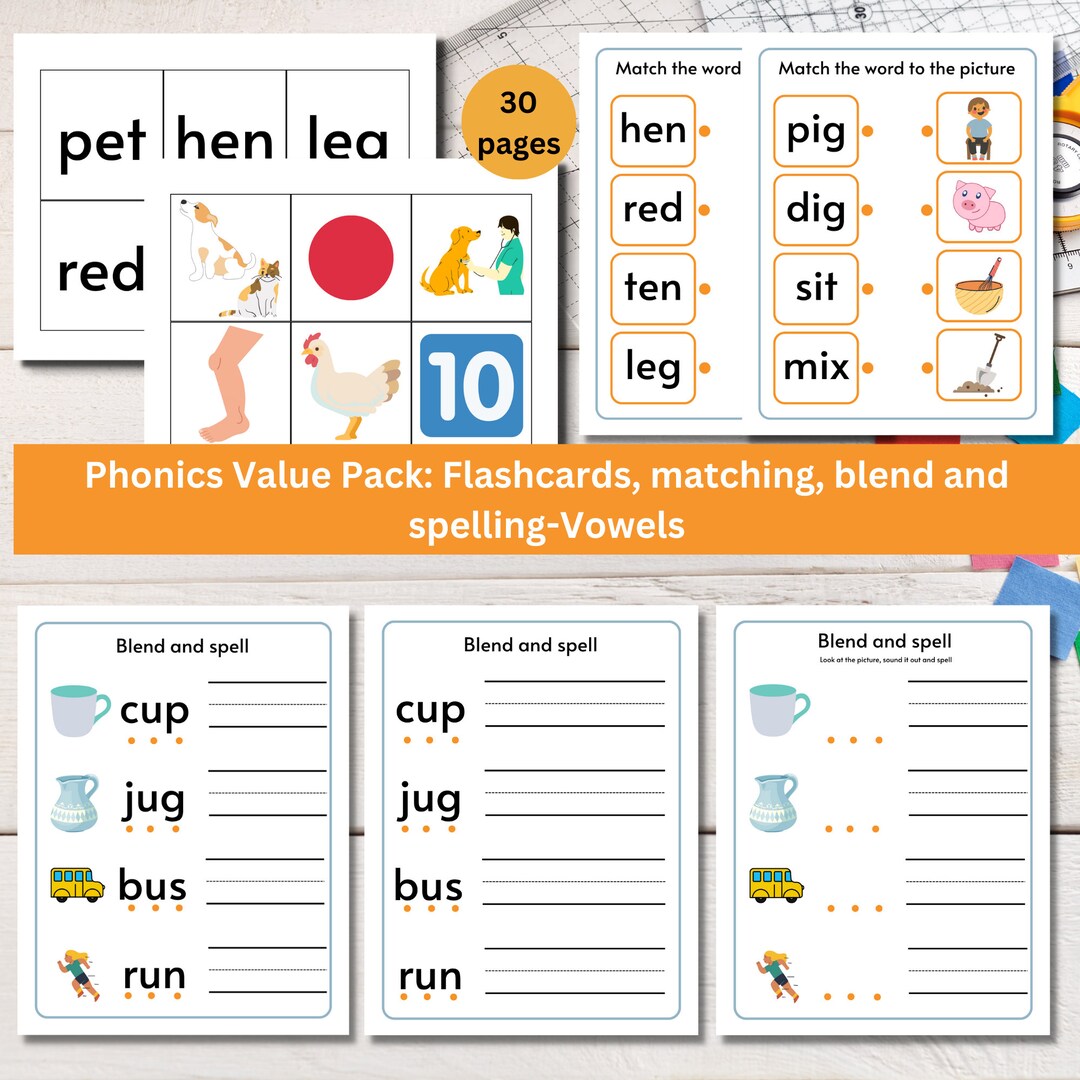 Phonics Worksheets Vowels | CVC Words | Phonics Games | Phonics ...
