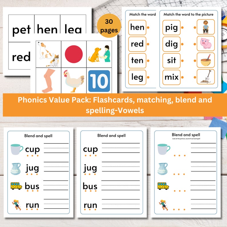 Phonics Worksheets Vowels CVC Words Phonics Games Phonics Activities ...