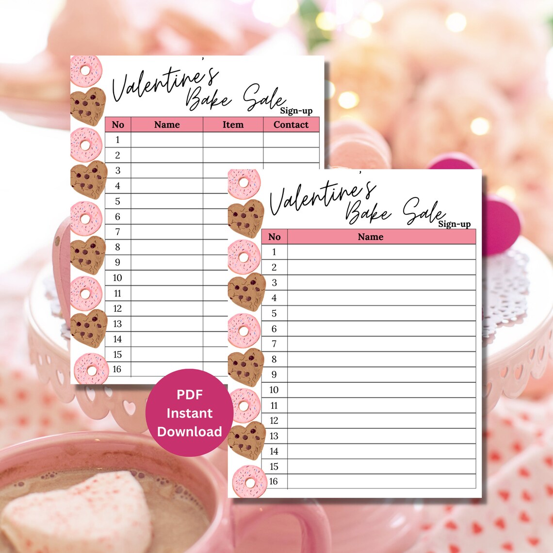 Valentine's Bake Sale Sign up Sheet Valentines Bake Sale Sheet ...