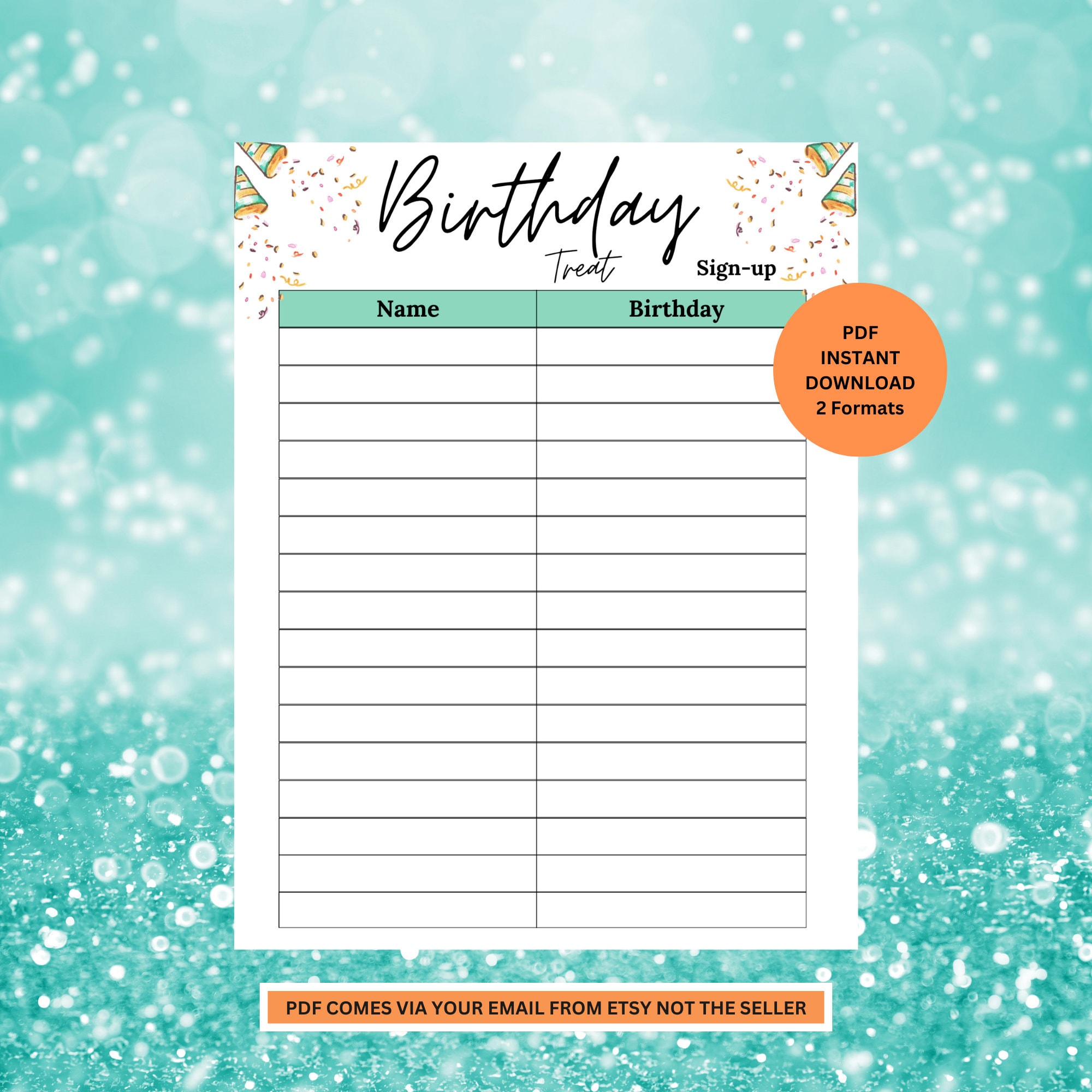 Birthday Treat Sign up | Birthday Treat | Sign up Sheet | Happy ...