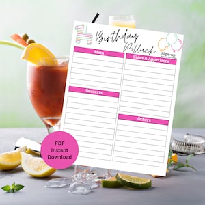 Potluck Sign up Sheet | Birthday Potluck Sign up Sheet | Birthday ...