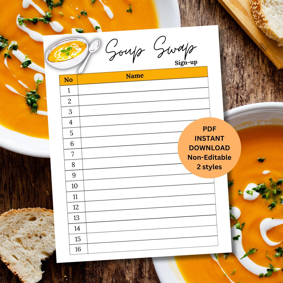 Soup Swap Sign up Sheet | Soup Potluck Swap Sign up Sheet |soup ...