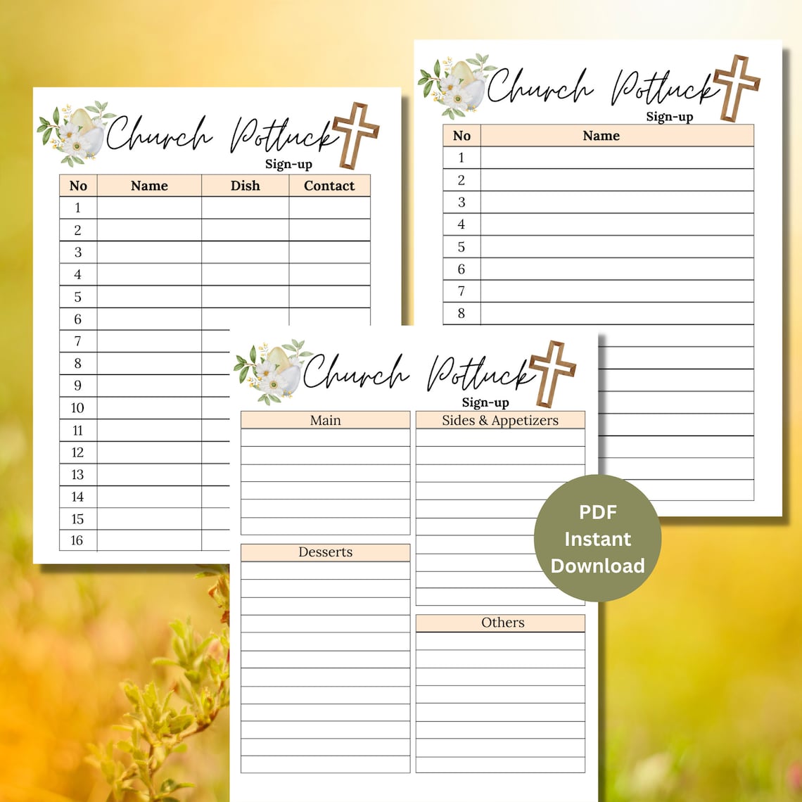 Potluck Sign up Sheet | Church Potluck Sign up Sheet | Church Potluck ...
