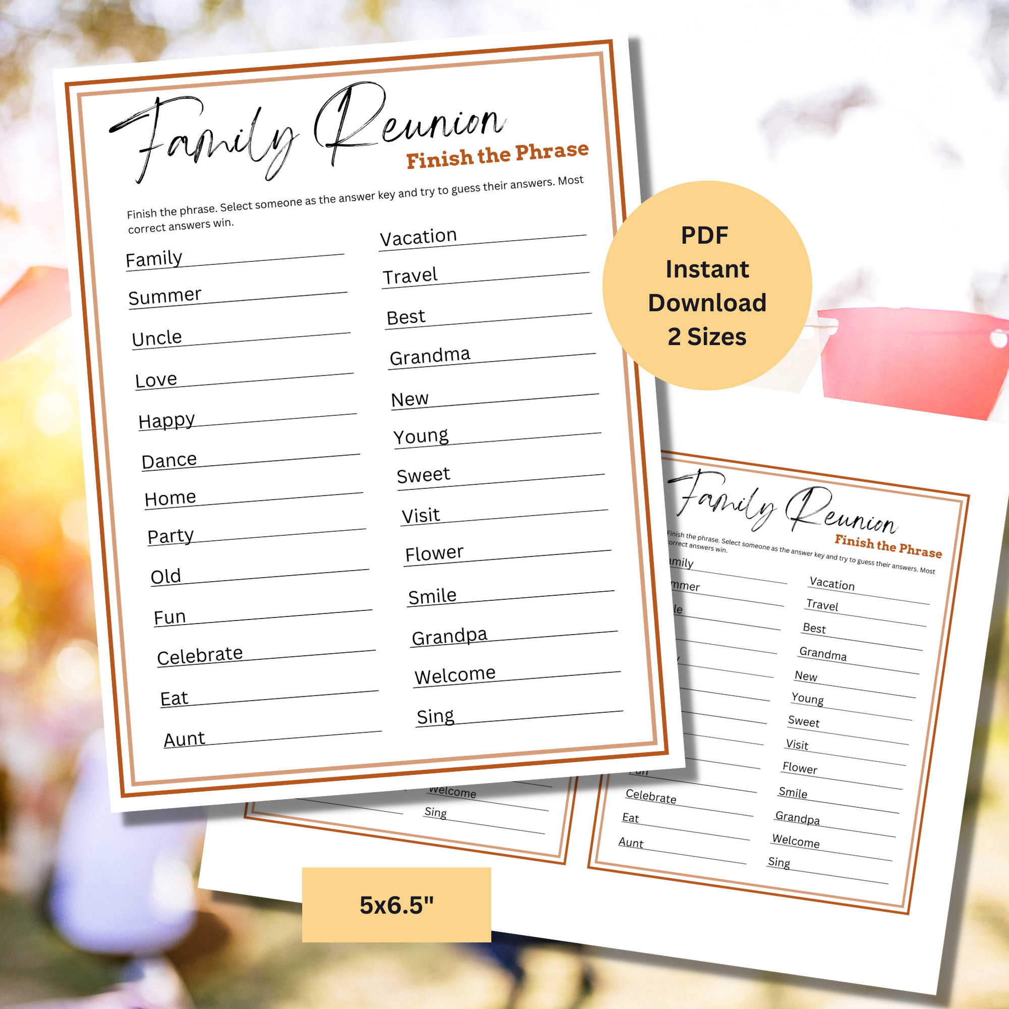 Family Reunion Finish the Phrase | Family Reunion Games | Games for ...