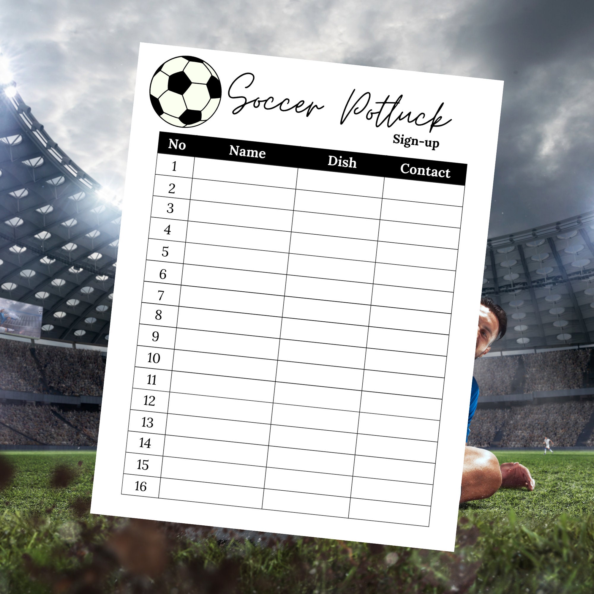 Soccer Potluck Sign up Sheet | Soccer Potluck Sheet | Sports Potluck ...