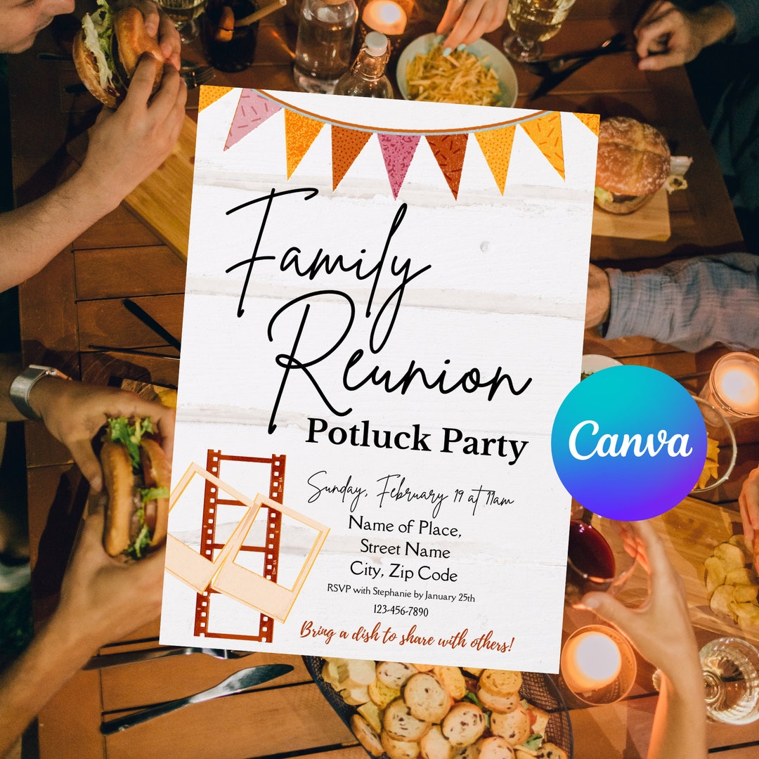Family Potluck Invitation Template | Family Party Potluck Invite ...