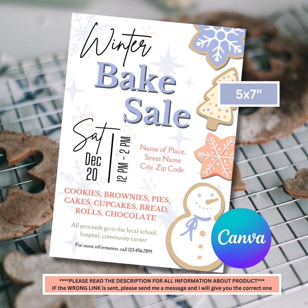 Winter Bake Sale Invite Template | Winter Bake Sale Evite | Winter ...