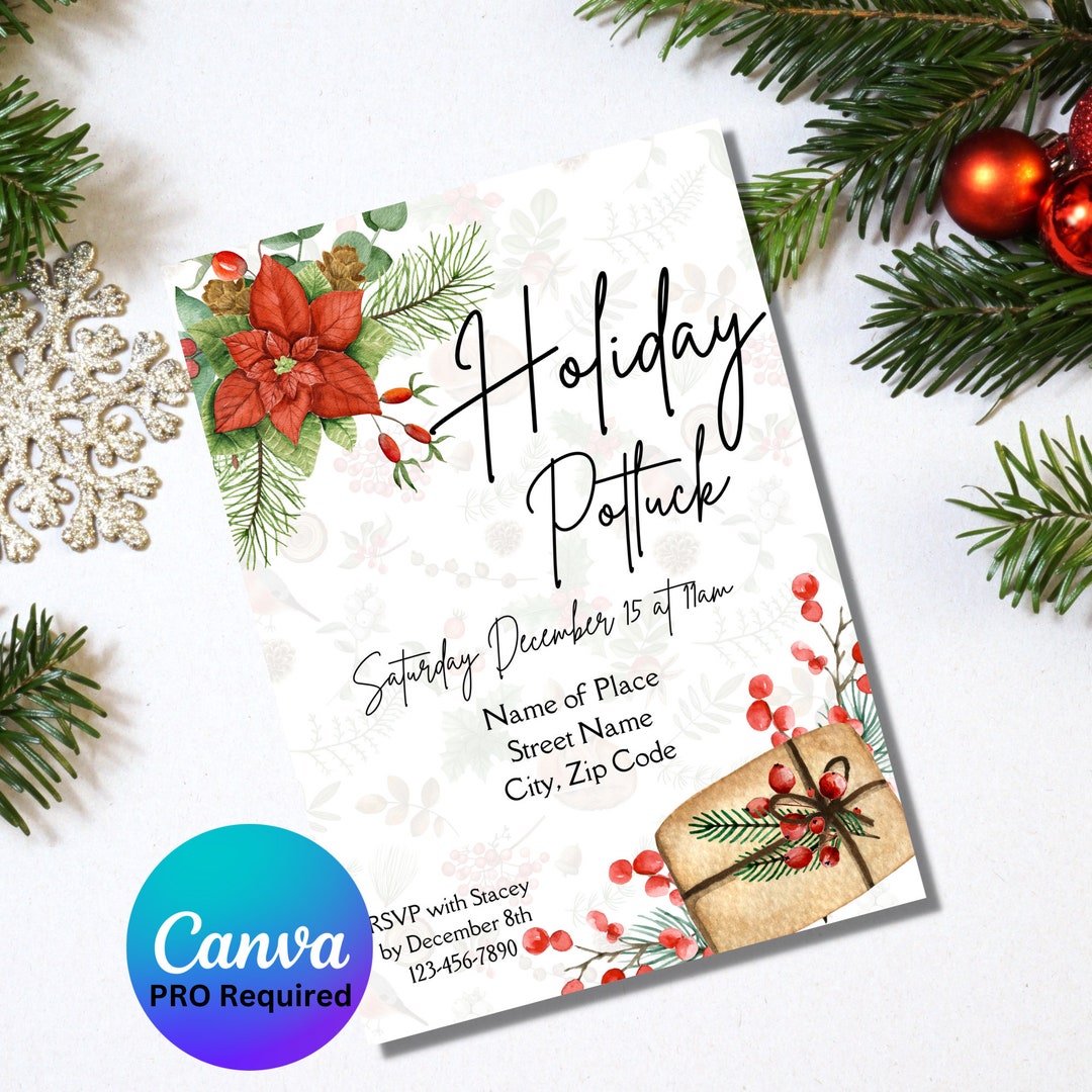 Holiday Potluck Template Editable Holiday Potluck Holiday Potluck ...