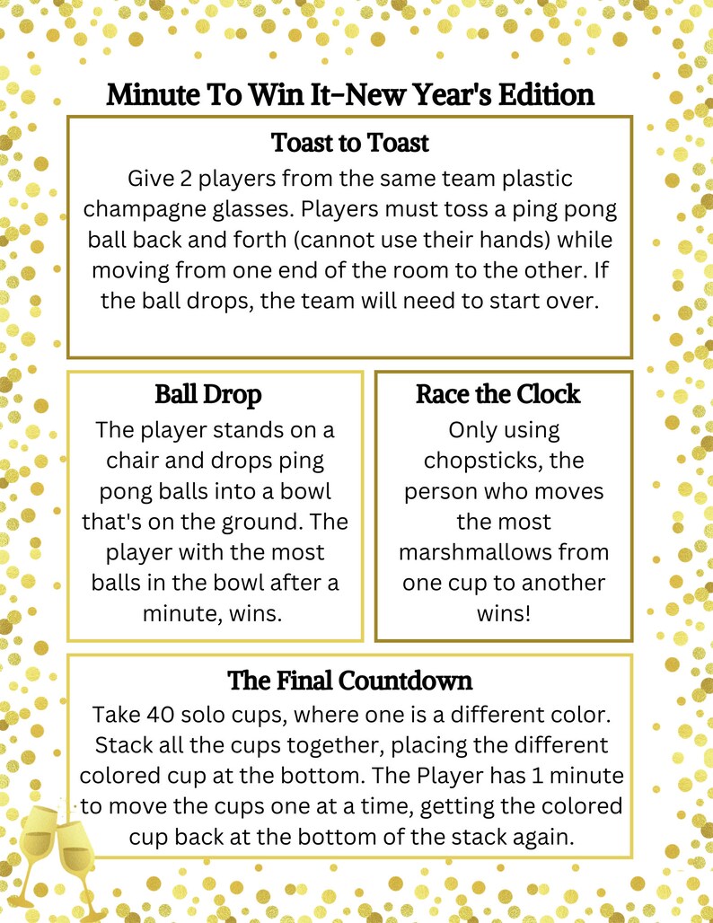 Minute to Win It Games | Minute to Win It New Year's Games | New Year's ...