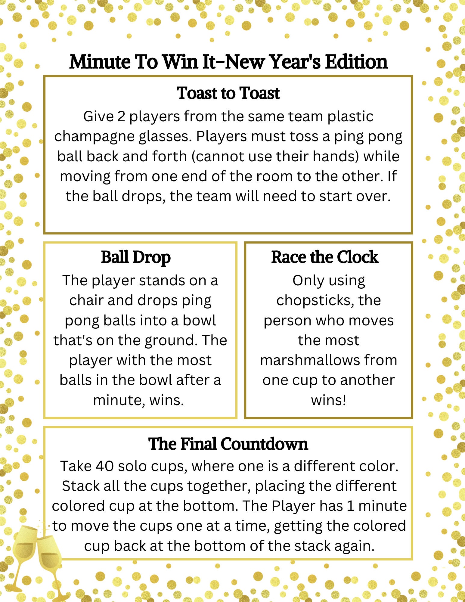 Minute to Win It Games | Minute to Win It New Year's Games | New Year's ...