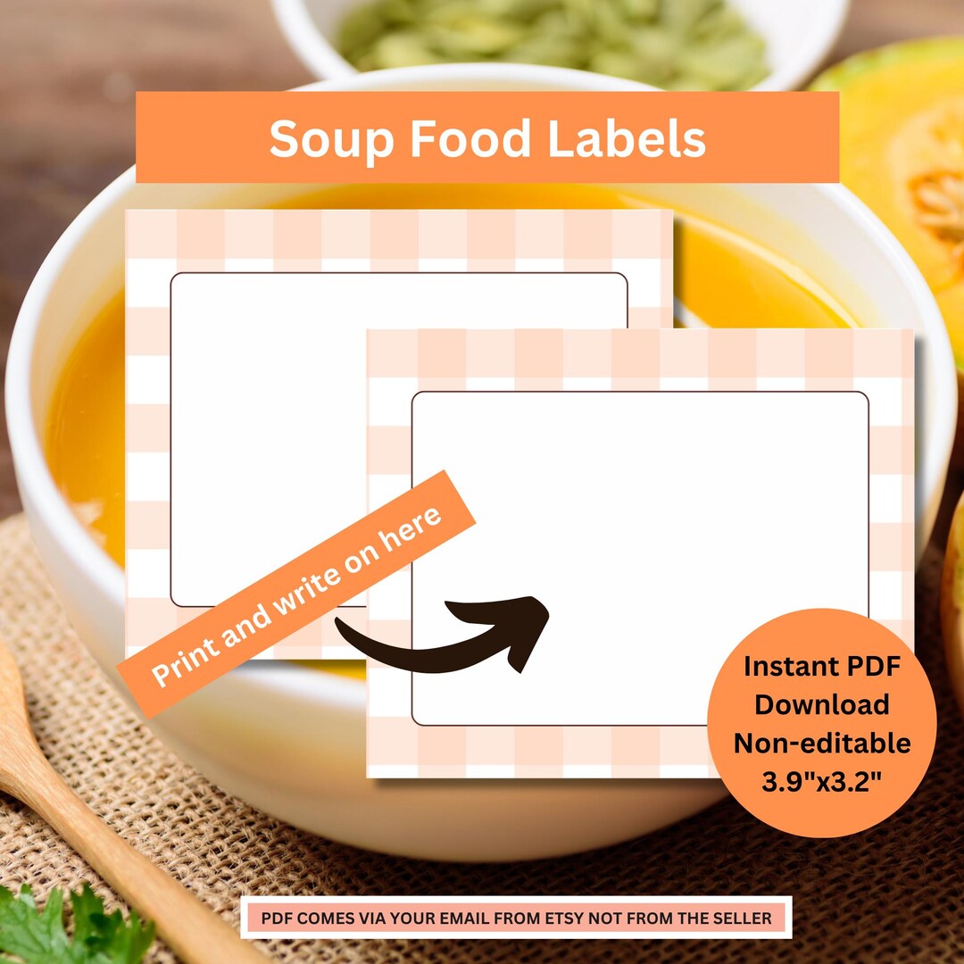 Soup Food Labels Non-editable Printable | Soup Cards | Soup Potluck ...