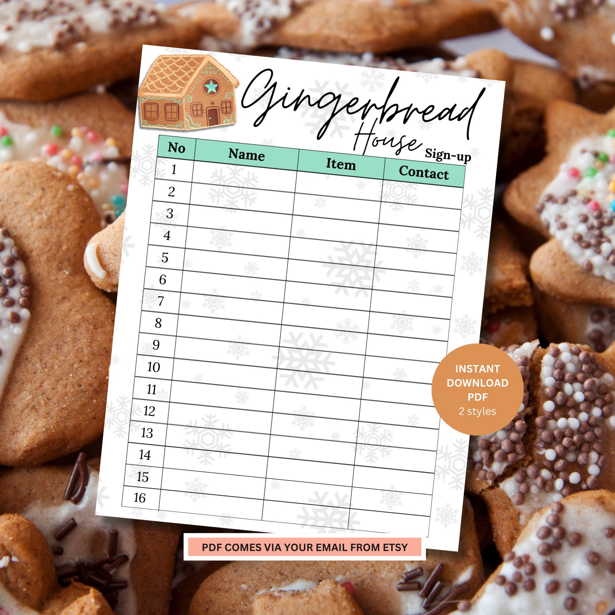 Gingerbread House Decorating Sign up Sheet |gingerbread House ...