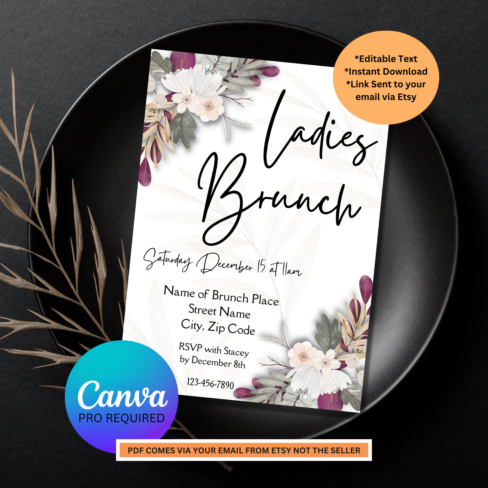 Ladies Brunch Template Editable Girls Brunch Ladies Brunch Invite ...