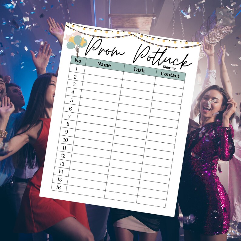 Potluck Sign up Sheet Prom Potluck Sign up Sheet Graduation Potluck ...
