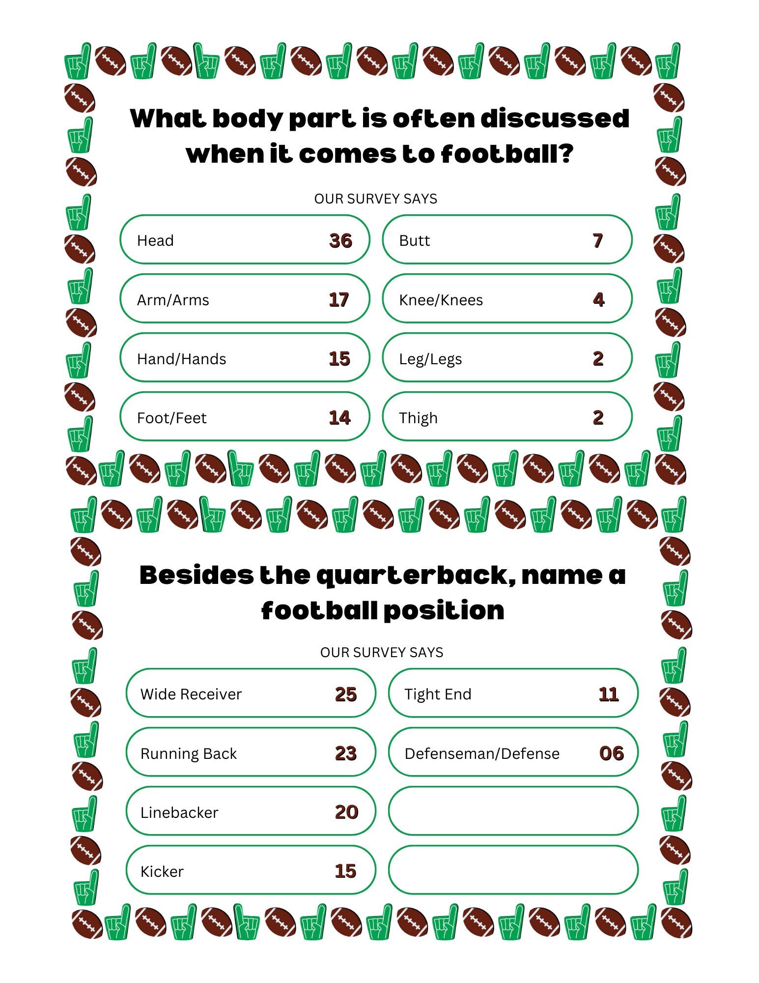 The Big Game Party Games | the Big Game Family Feud | Big Game Games ...