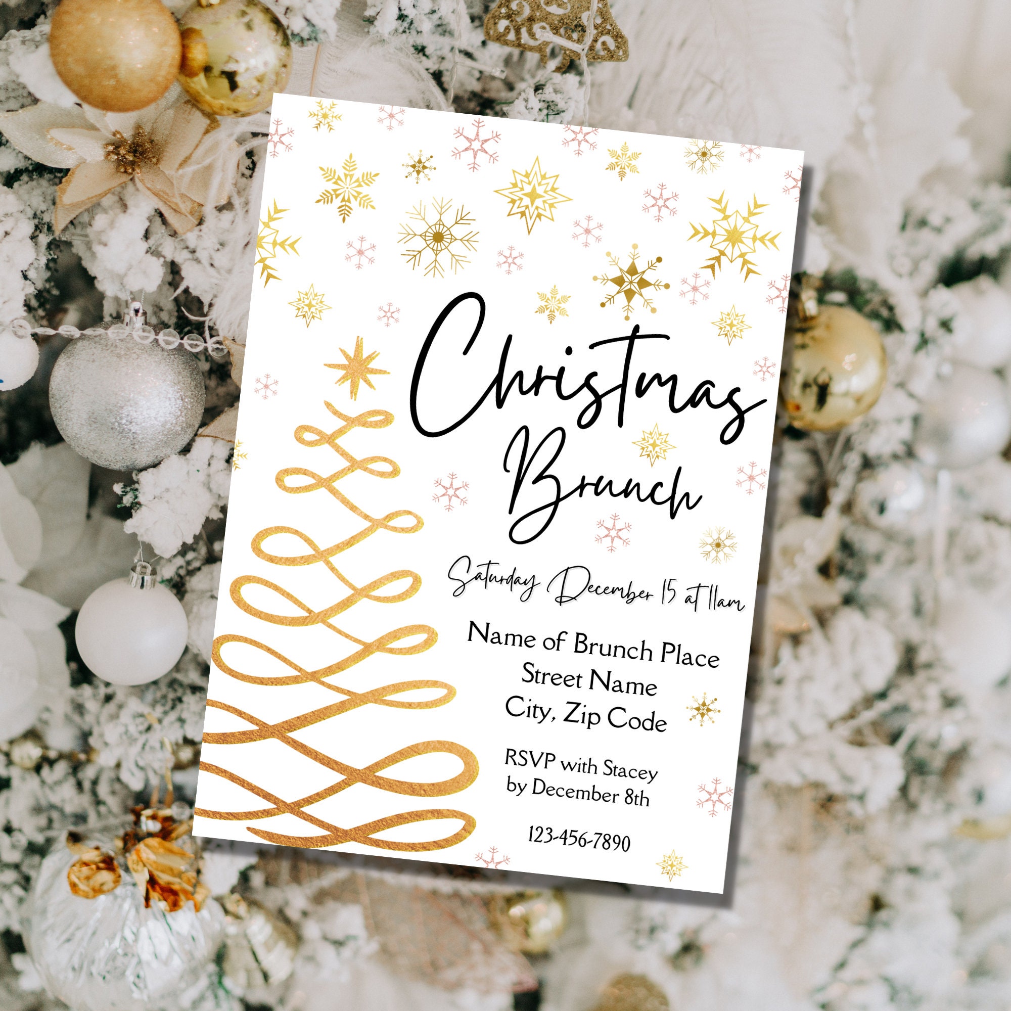 Christmas Brunch Template Gold | Christmas Brunch | Christmas Brunch ...