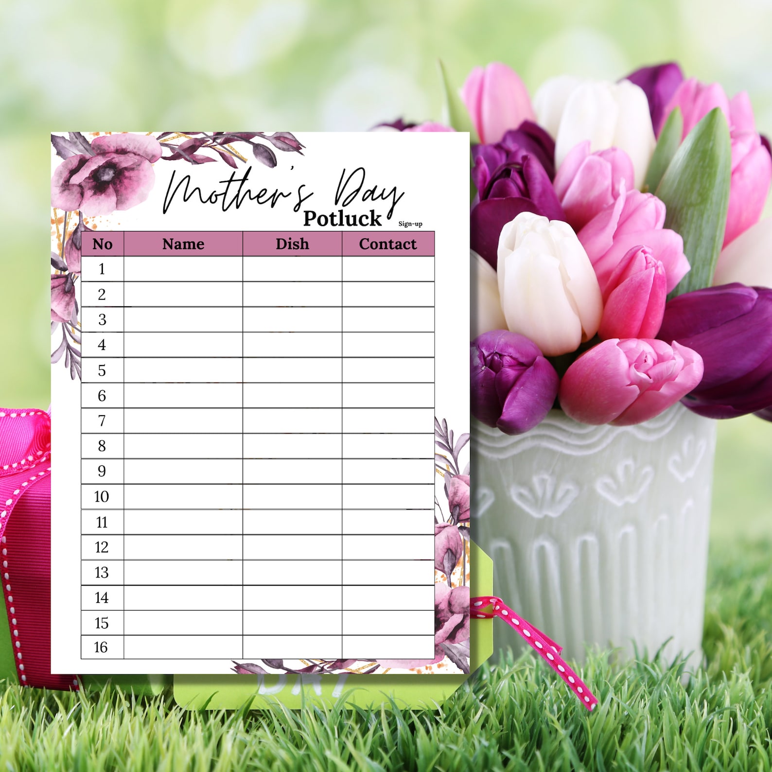 Potluck Sign up Sheet | Mother's Day Potluck Sign up Sheet | Mother's ...
