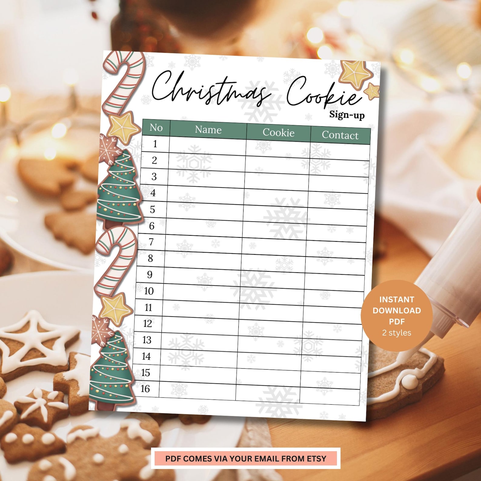 Christmas Cookie Sign up Sheet | Christmas Cookies Exchange | Christmas ...