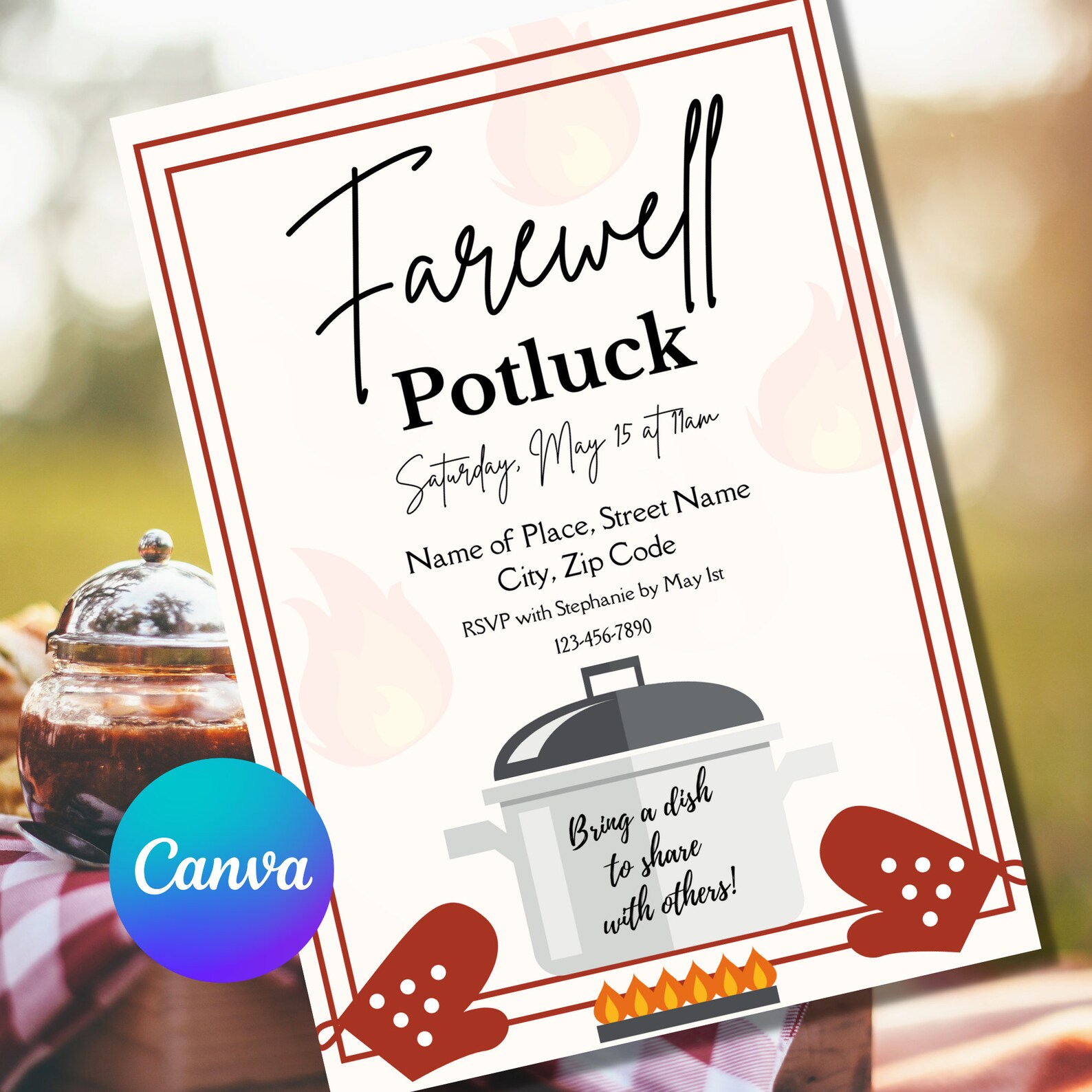 Farewell Potluck Invite Template Editable Potluck Invitation Potluck ...