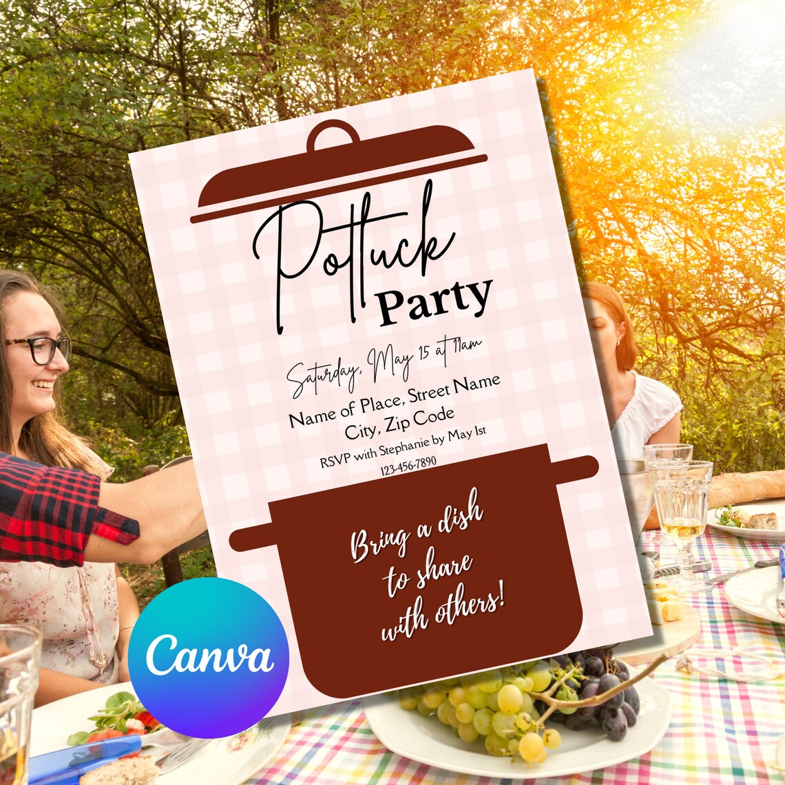 Potluck Invite Template Editable Potluck Invitation Potluck Invite ...