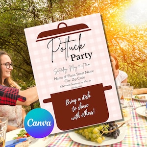 Potluck Invite Template | Editable Potluck Invitation | Potluck Invite ...