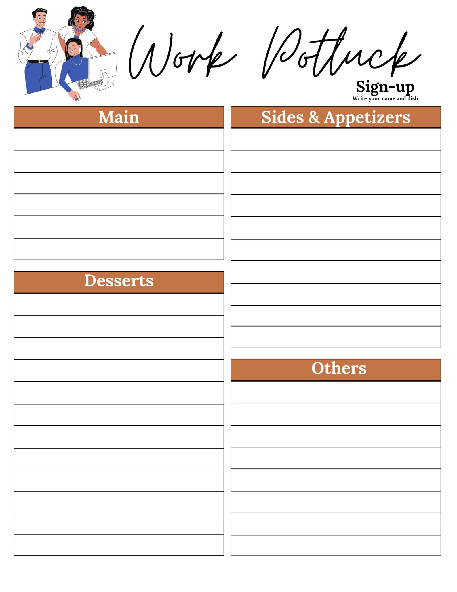 Work Potluck Sign up Sheet Work Potluck Sign up Sheet Work Potluck ...