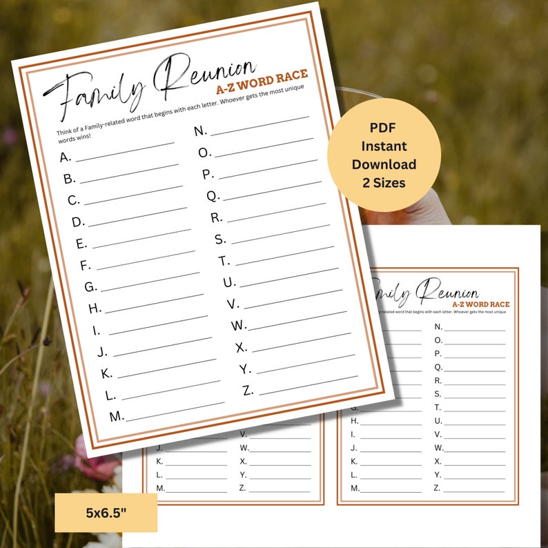 Family Reunion A-Z Word Race | Family Reunion Games | Games for Family ...