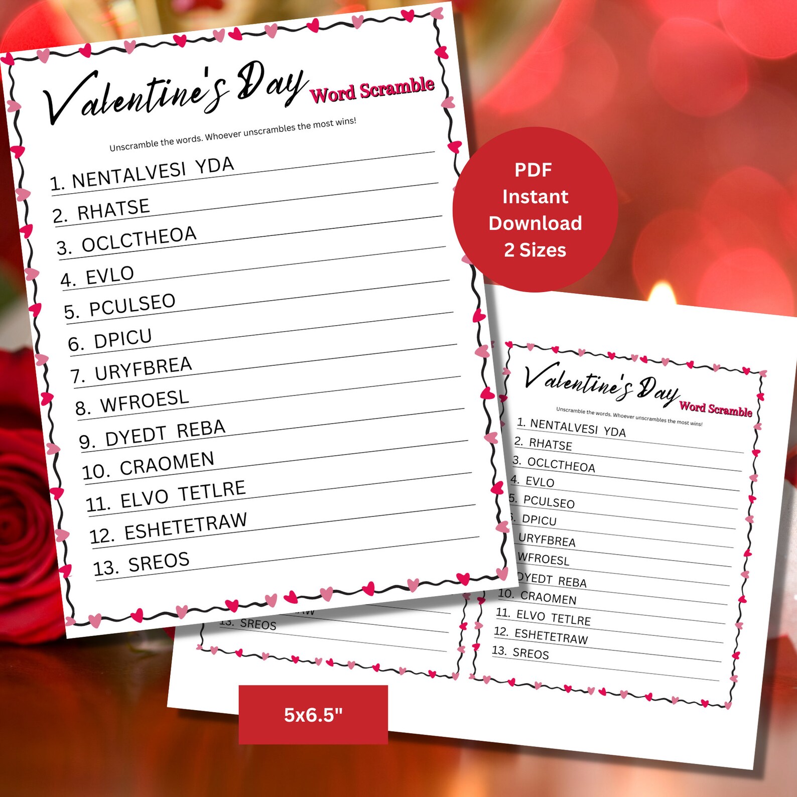 Word Scramble Game Valentines | Valentines Word Scramble Game ...
