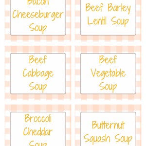 Soup Food Labels With Names Non-editable Printable | Soup Cards | Soup ...