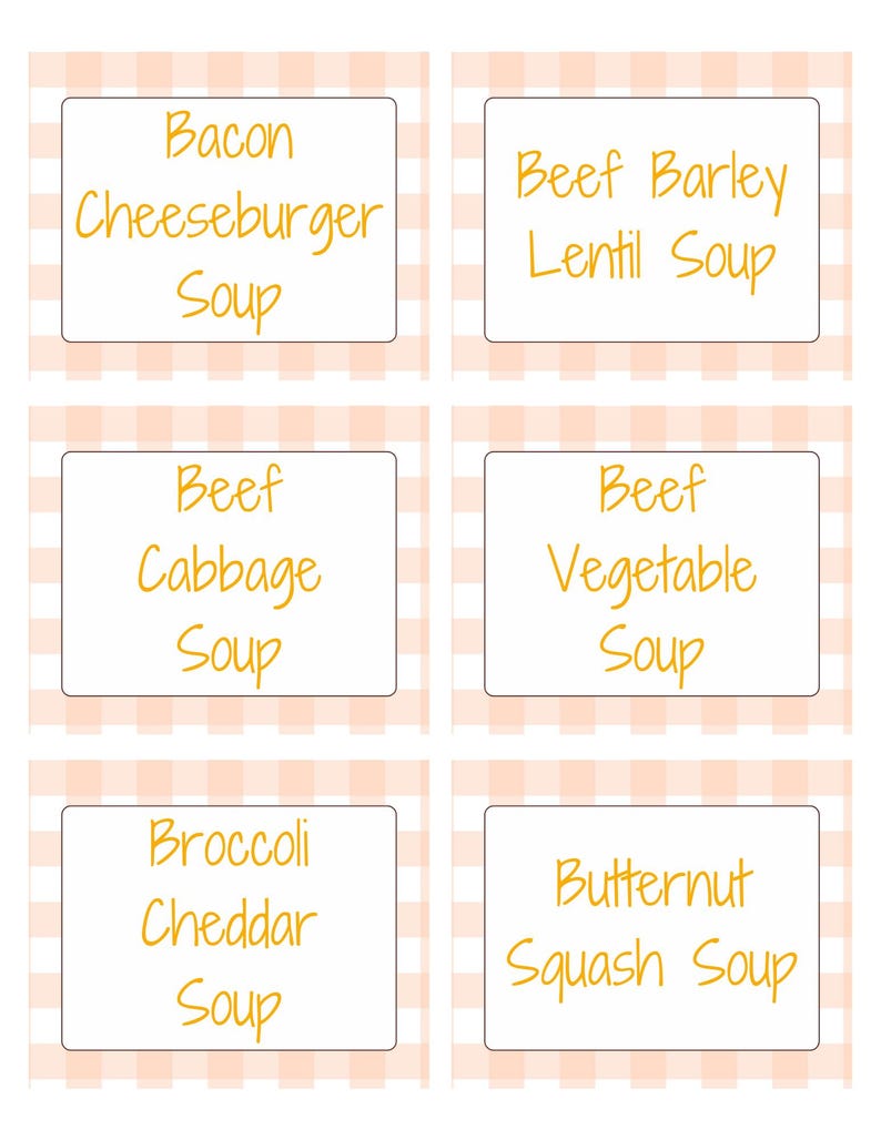 Soup Food Labels With Names Non-editable Printable | Soup Cards | Soup ...