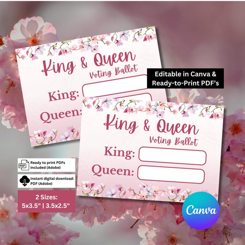 King and Queen Voting Ballots - Etsy