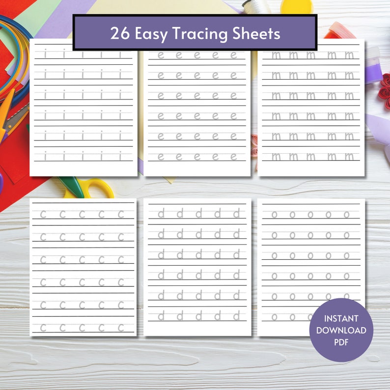 Alphabet Tracing Worksheets Lower Case 26 Printable Sheets Guidance ...