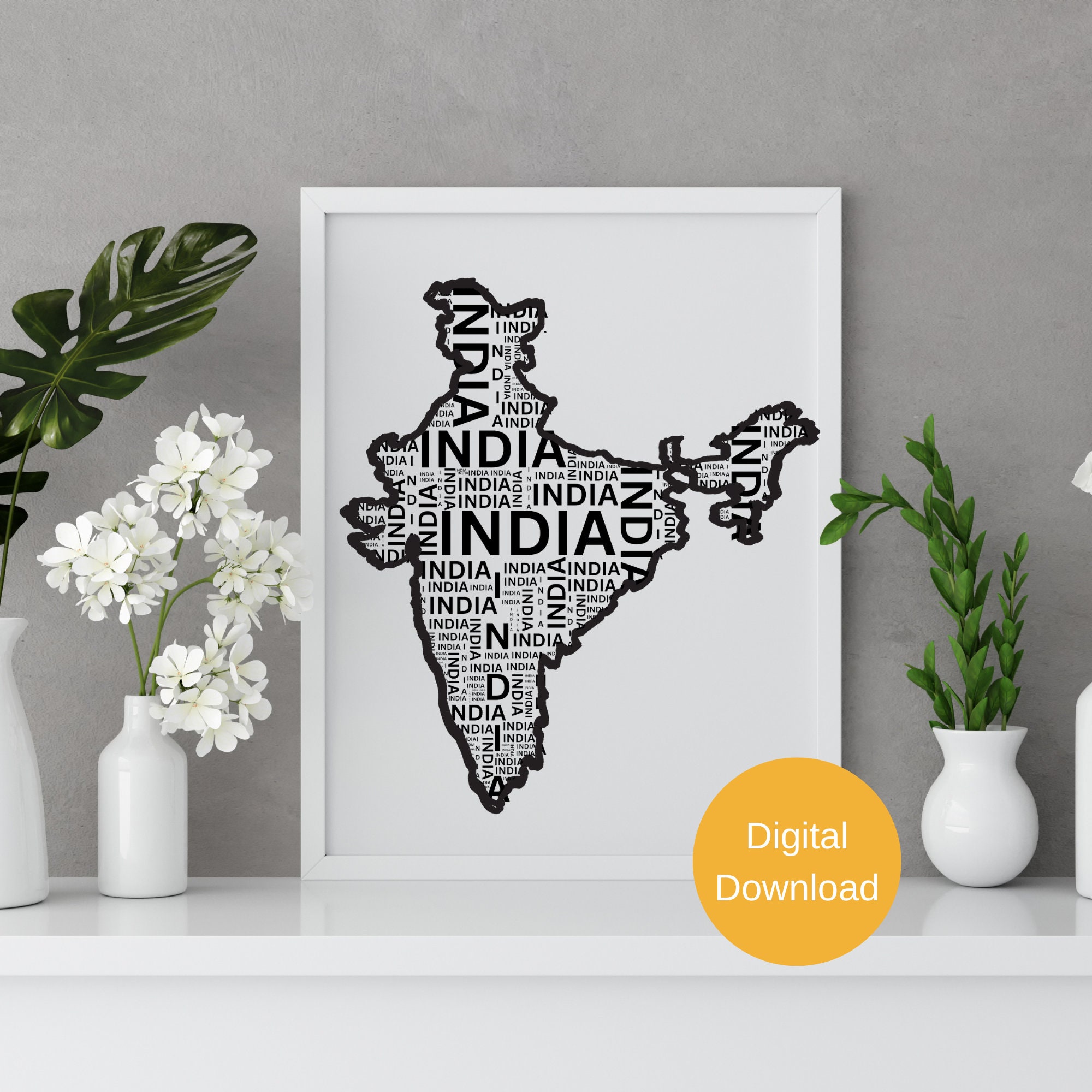 Map of India India Map Digital India Map India Wall Art Download Map of ...