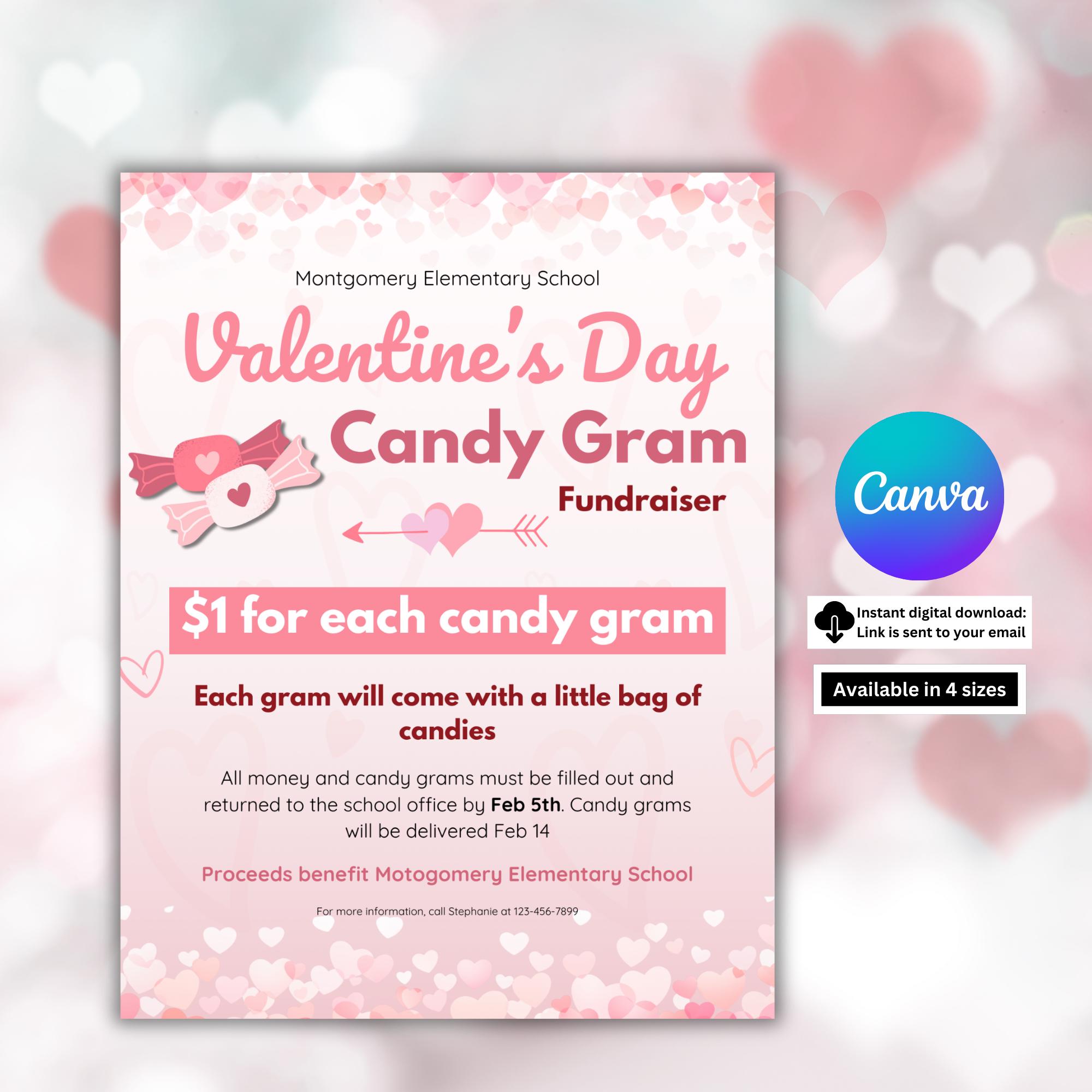 Valentine Candy Gram Fundraiser Flyer & Invite | School Valentine's ...