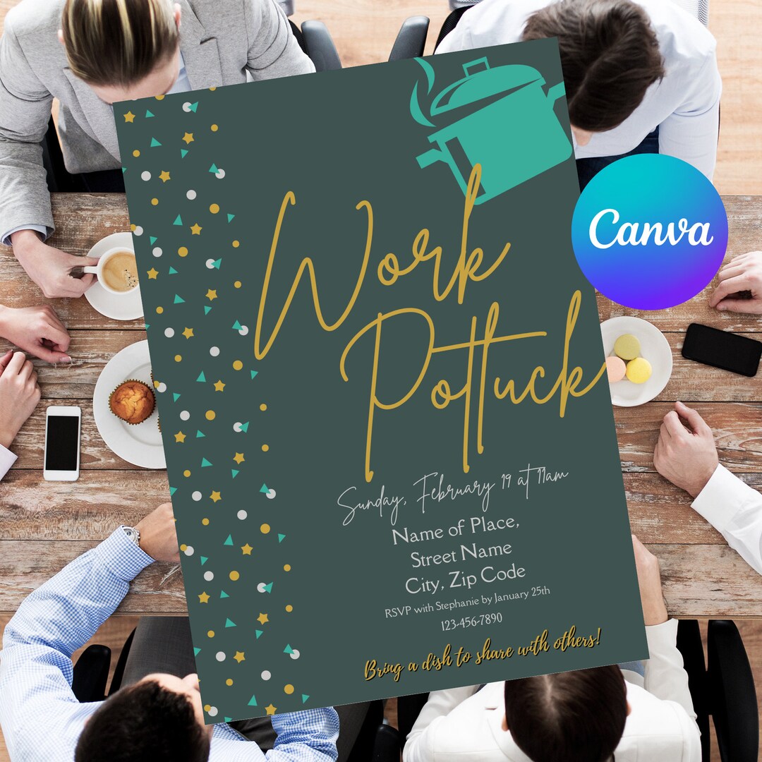 Work Potluck Invitation Template Work Party Potluck Invite Work Potluck ...