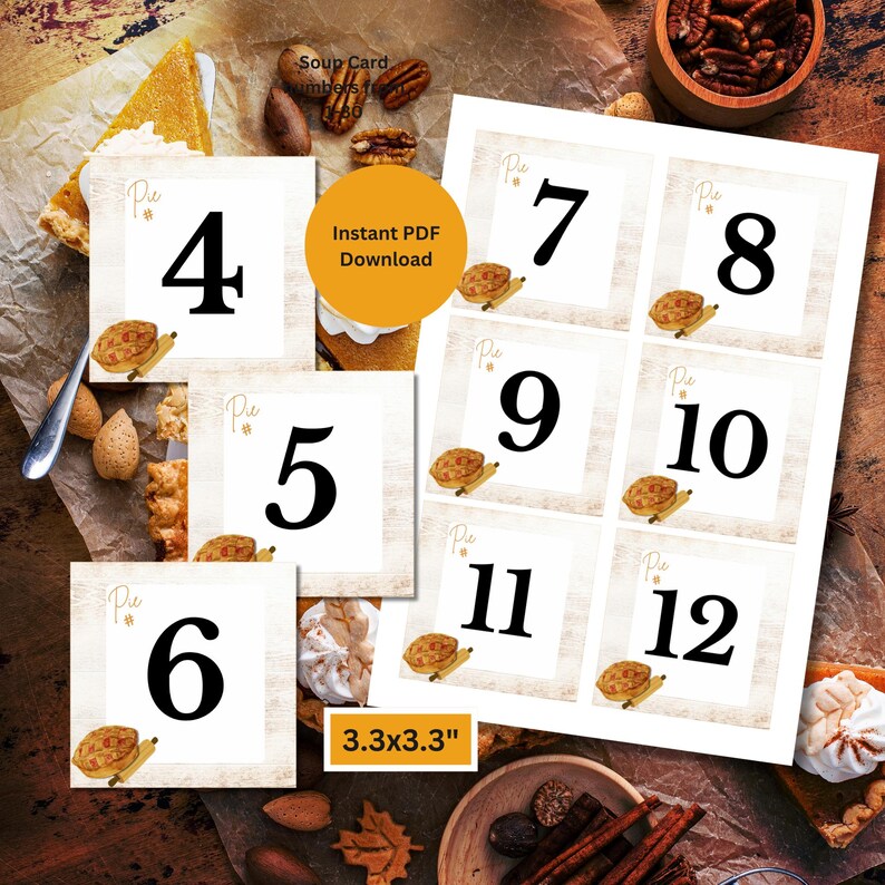 Pie Bake-off Number Cards Printable| Pie Party | Pie Competition |pie ...