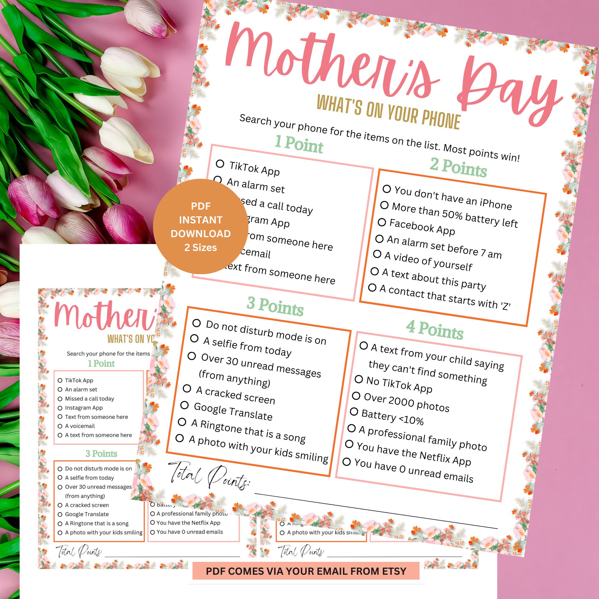 What's on You Phone Mother's Day Game Mothers Day Game Mother's Day ...