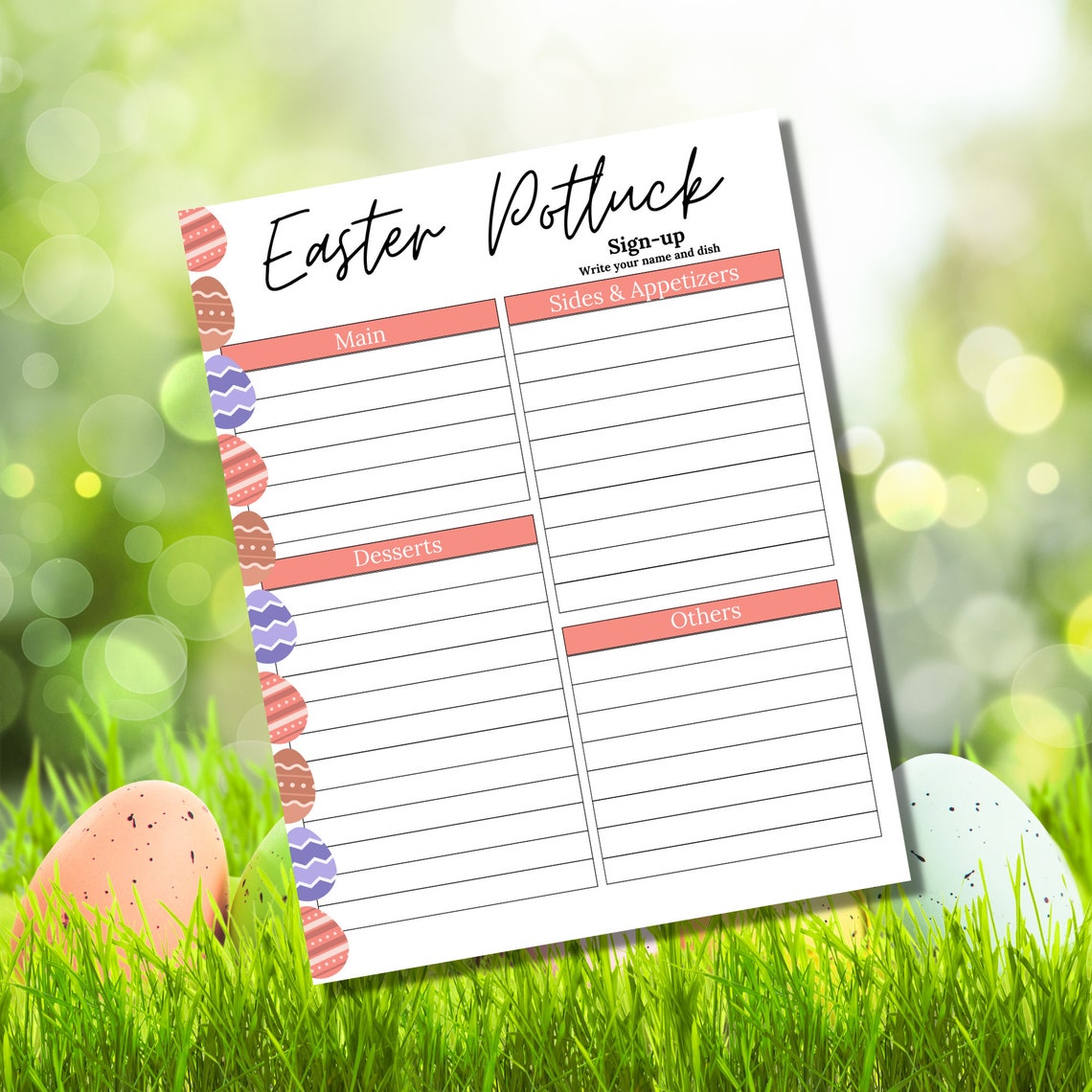 Potluck Sign up Sheet Easter Potluck Sign up Sheet Easter Potluck Sheet ...