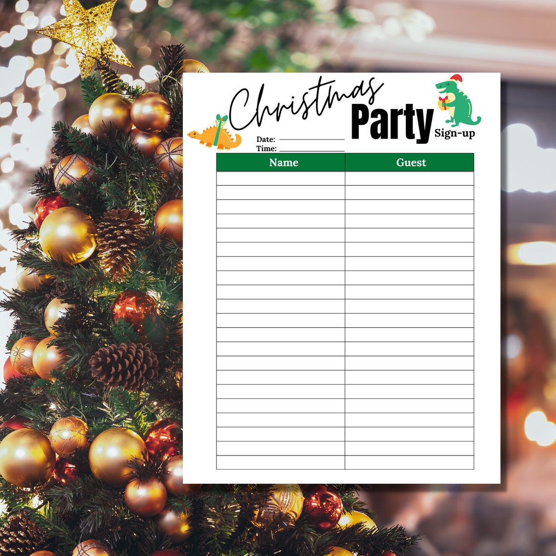 Christmas Party Sign up Sheet Christmas Sign up Party Sign up Sheet ...