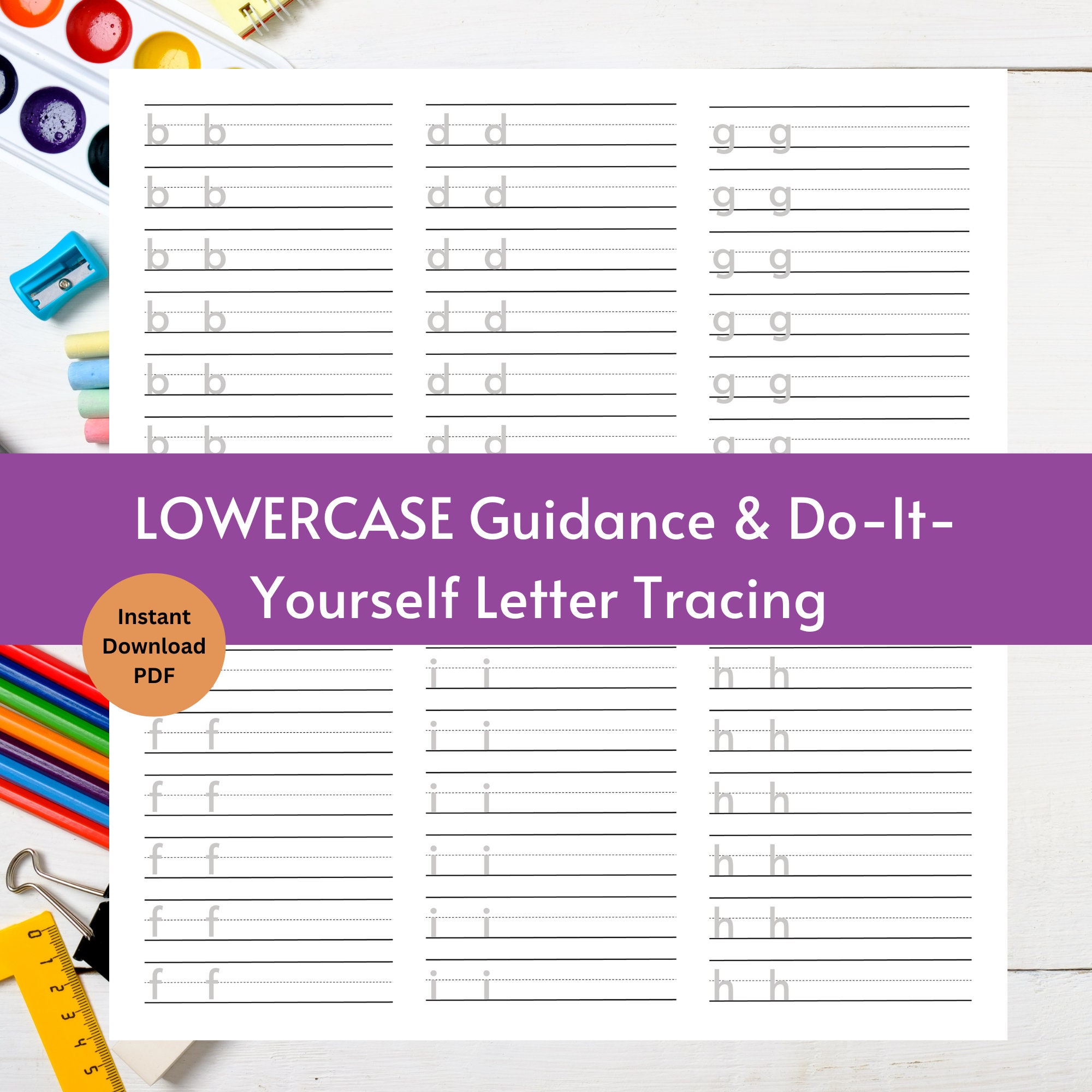 Letter Tracing Worksheet Kindergarten Worksheet Lowercase - Etsy
