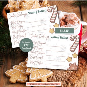 Christmas Cookie Exchange Certificate and Voting Ballot Cards Cookie ...
