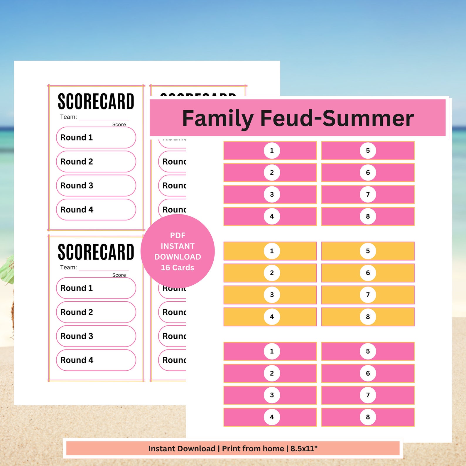 Family Feud Summer Game | Summer Printable Games | Summer Activities ...