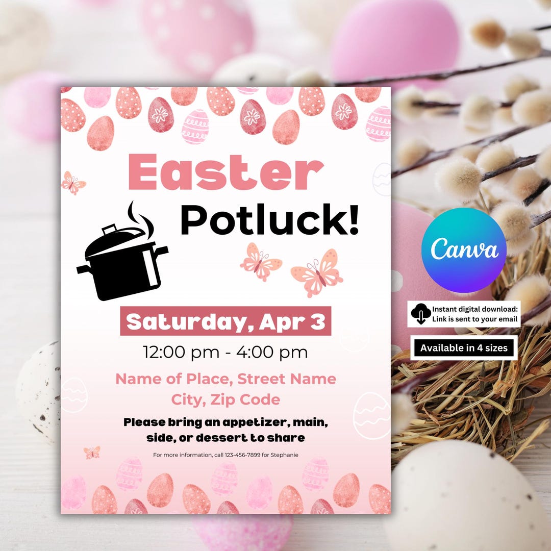 Easter Potluck Food Invite & Flyer | Easter Party | Work Potluck ...