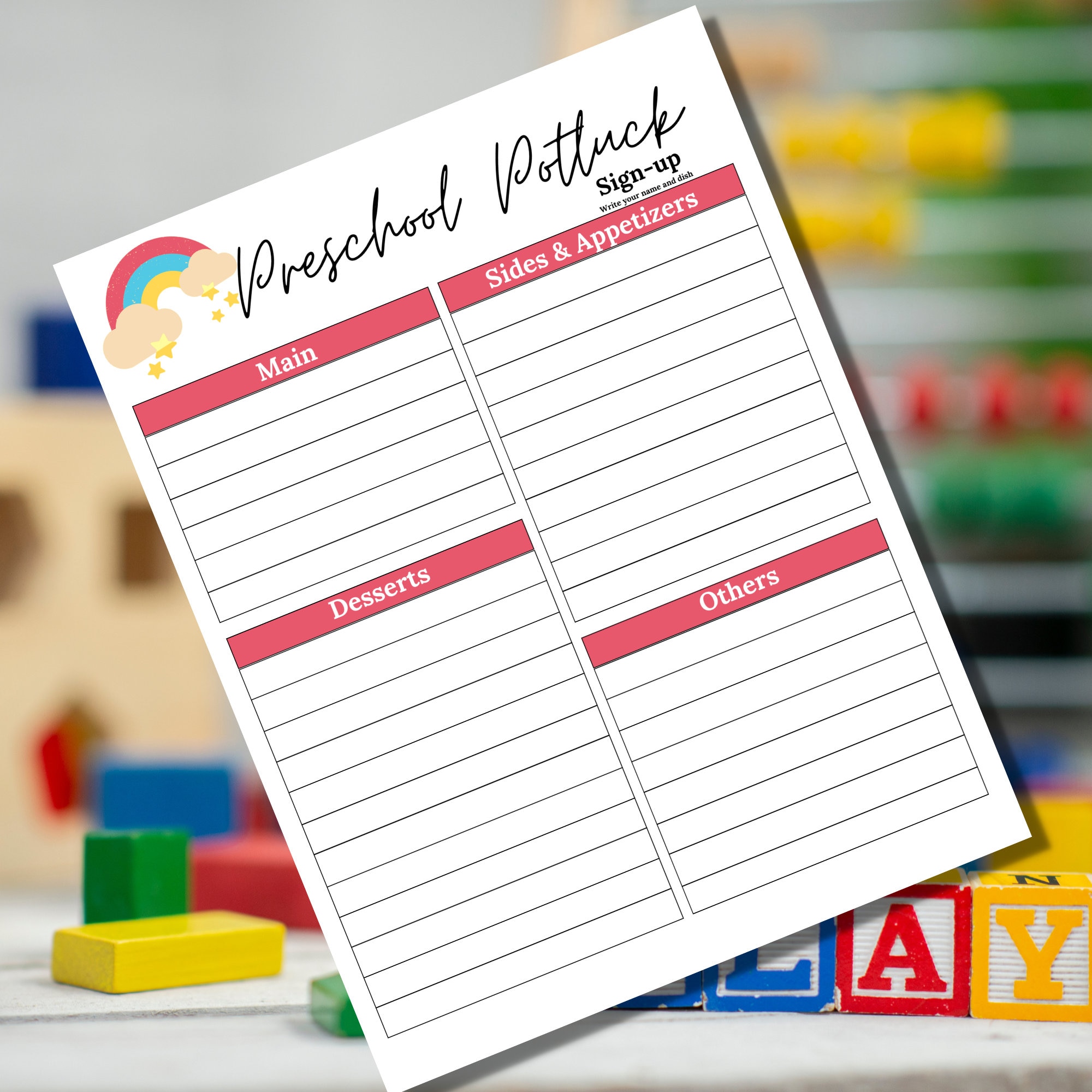 Potluck Sign up Sheet | Preschool Day Potluck Sign up Sheet | School ...