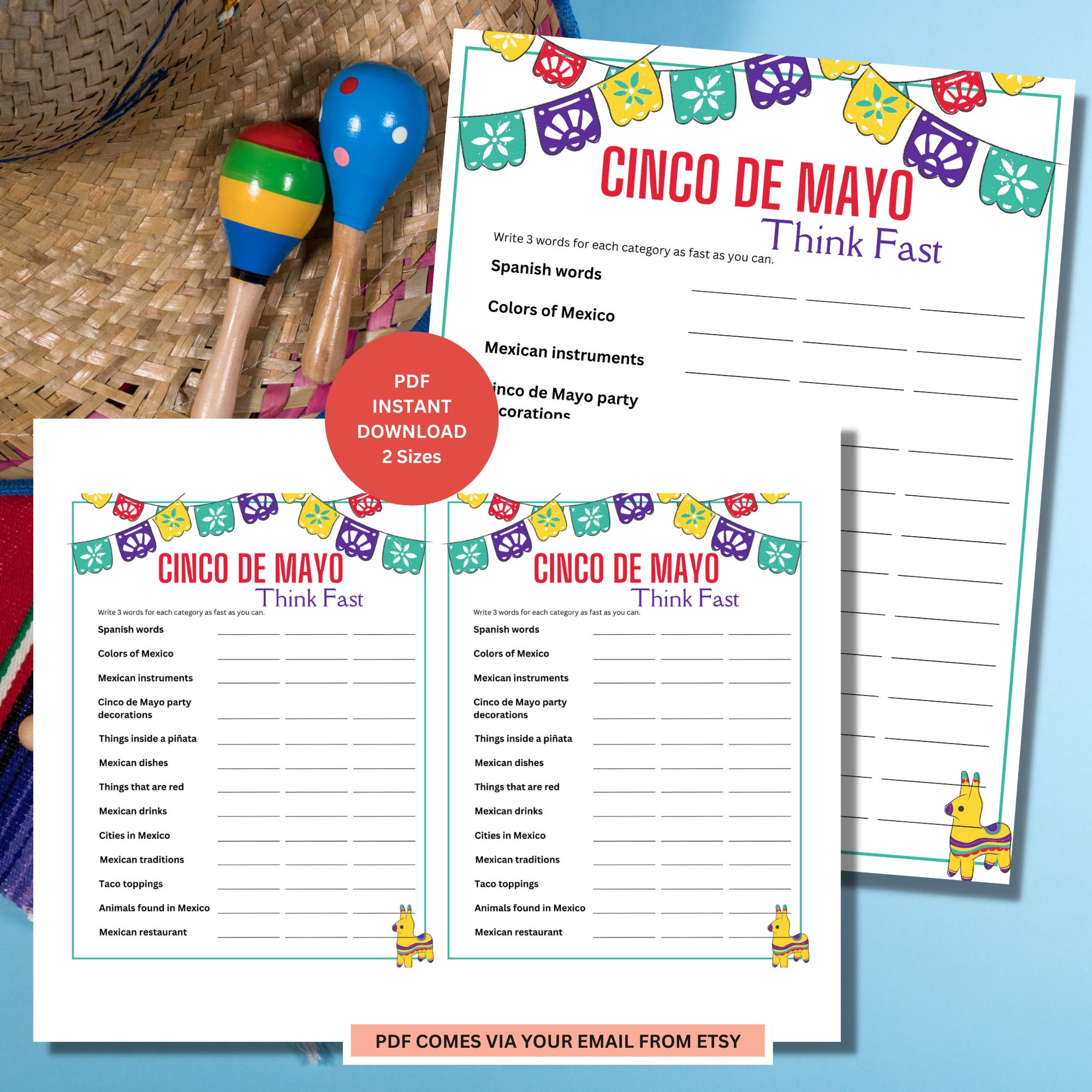 Think Fast Cinco De Mayo Game | Cinco De Mayo Printable Games | Mexican ...