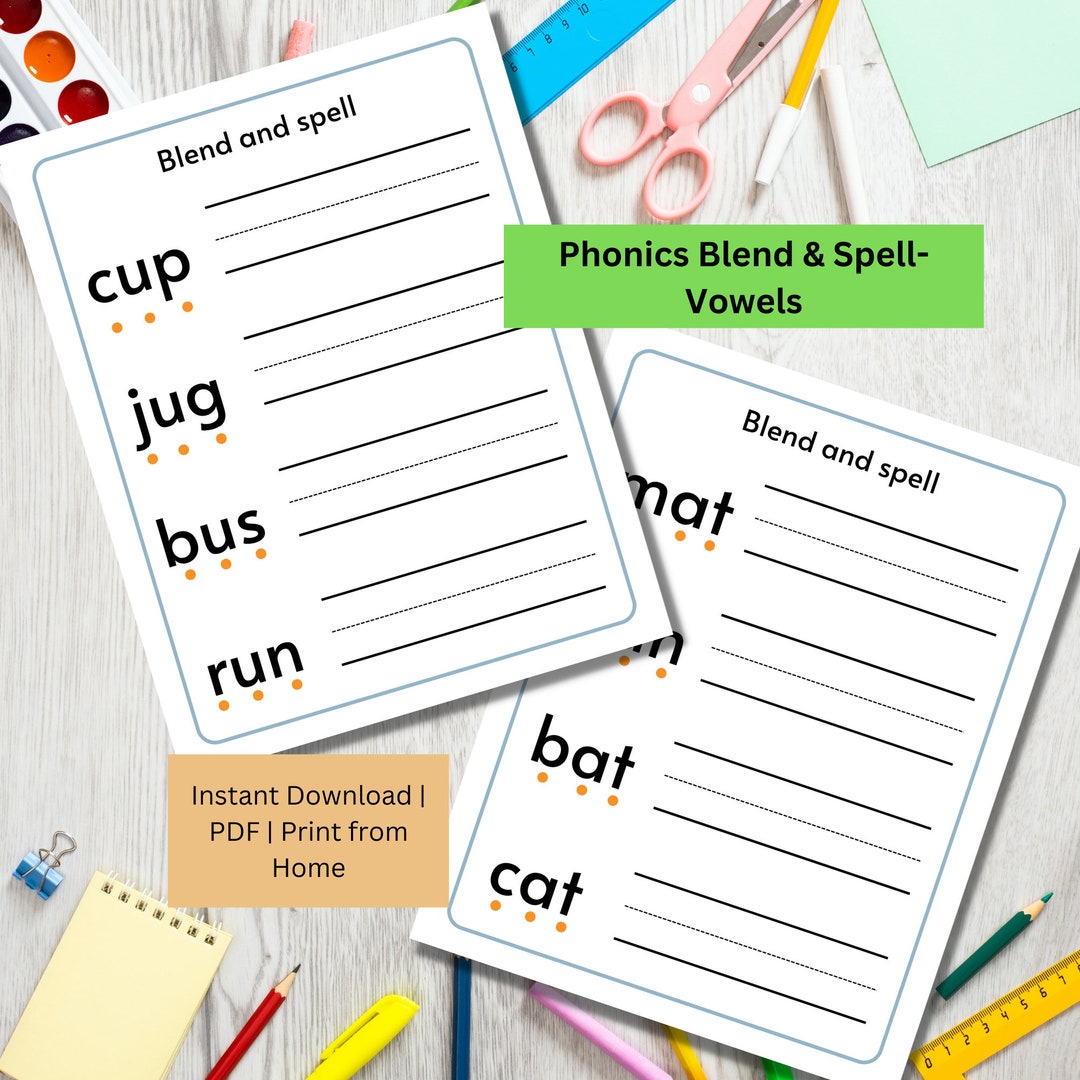 Phonics Worksheets Vowels | CVC Words | Phonics Games | Letter Sounds ...