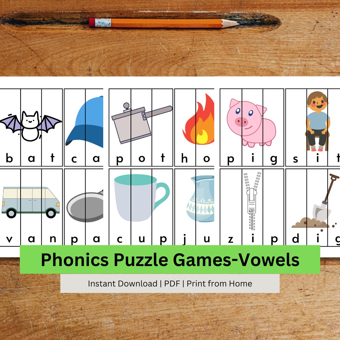 Phonics Puzzles Vowels CVC Words Phonics Games Phonics Activities CVC ...