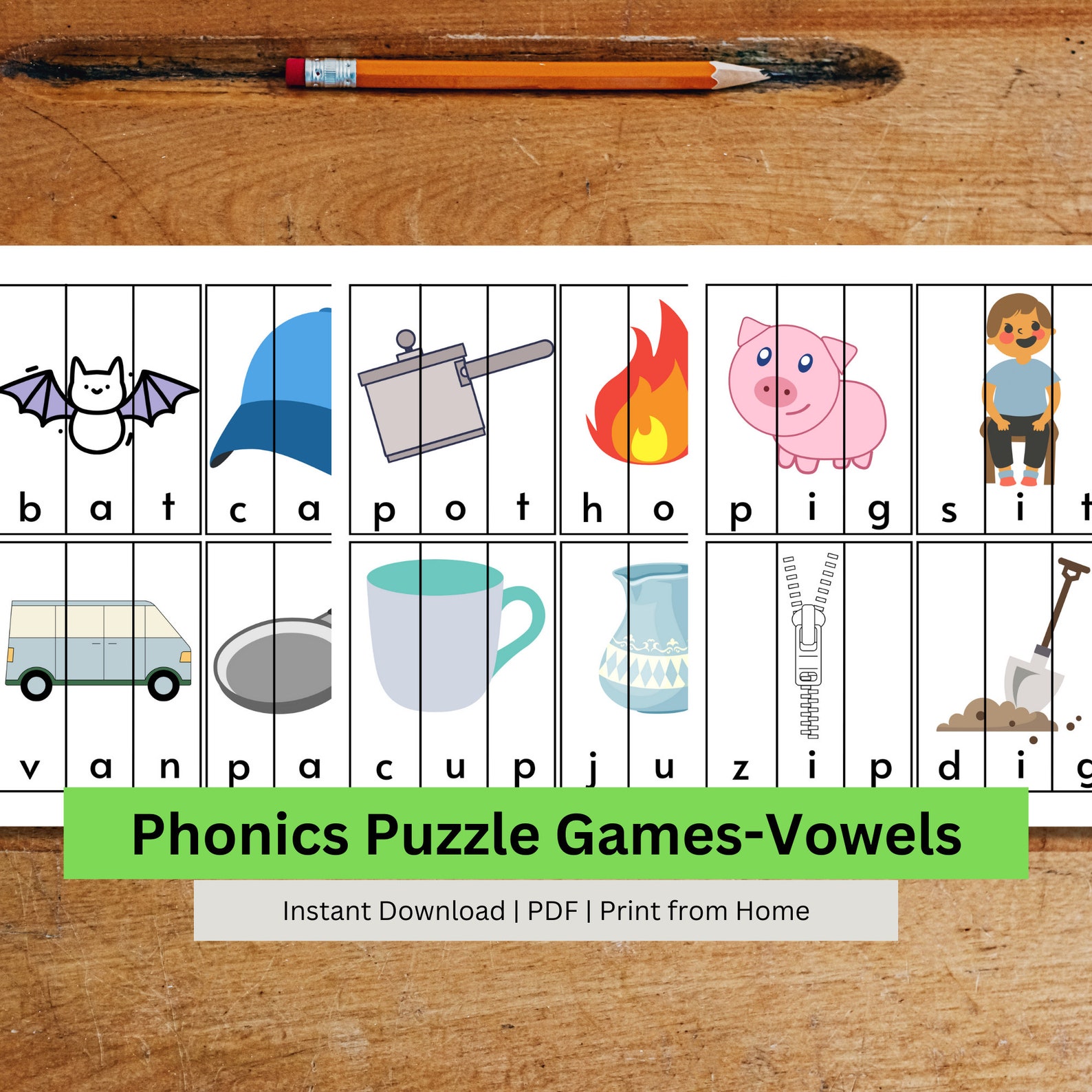 Phonics Puzzles Vowels CVC Words Phonics Games Phonics Activities CVC ...