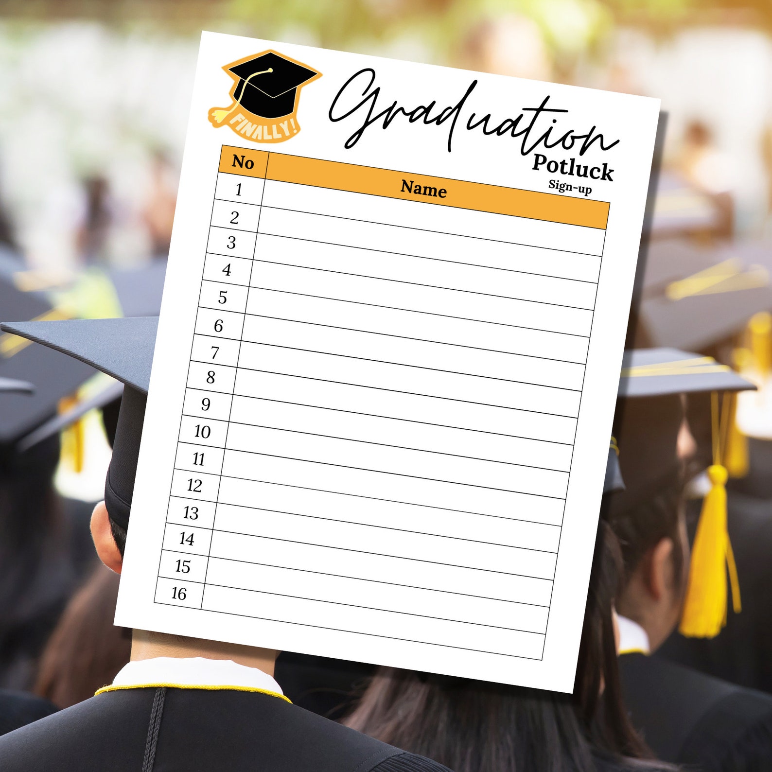 Potluck Sign up Sheet | Graduation Potluck Sign up Sheet | Grad Potluck ...