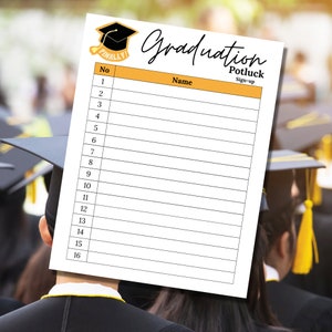 Potluck Sign up Sheet | Graduation Potluck Sign up Sheet | Grad Potluck ...
